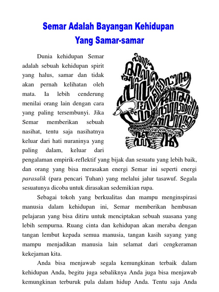 Semar Adalah Bayangan Kehidupan Yang Samar | PDF | Pengembangan Diri