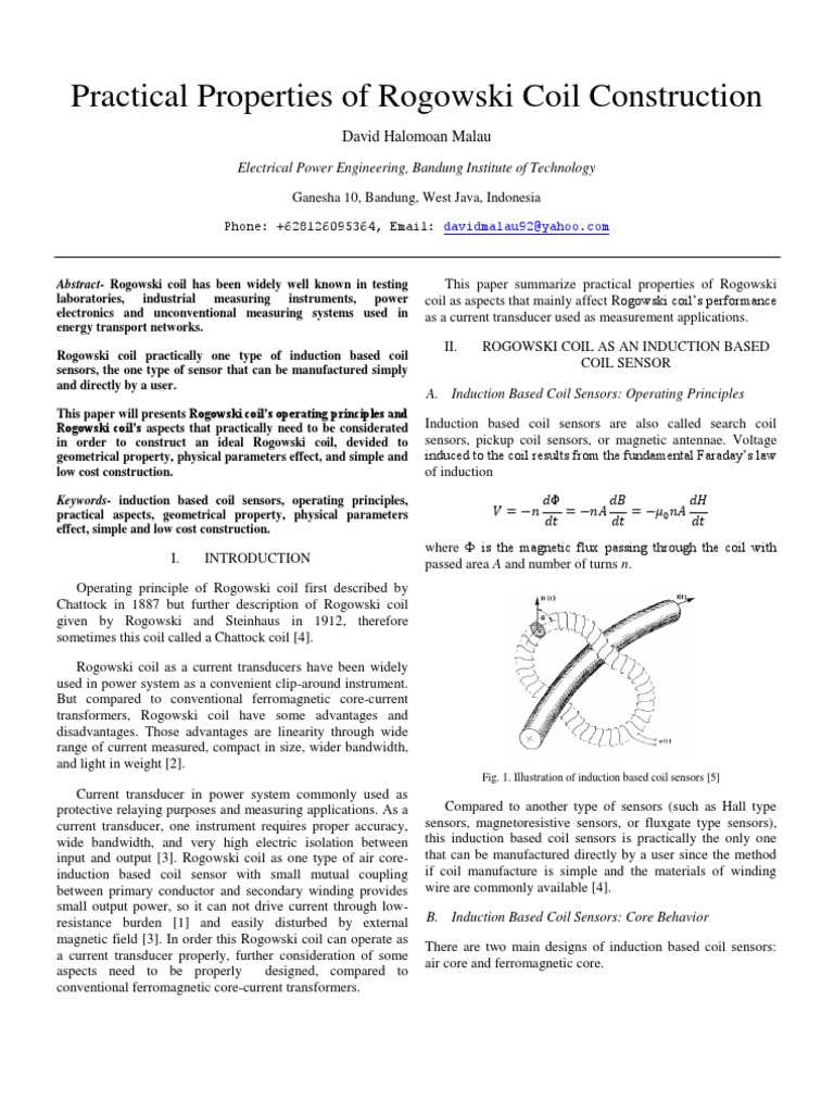 Practical Properties of Rogowski Coil Construction | PDF | Inductor ...