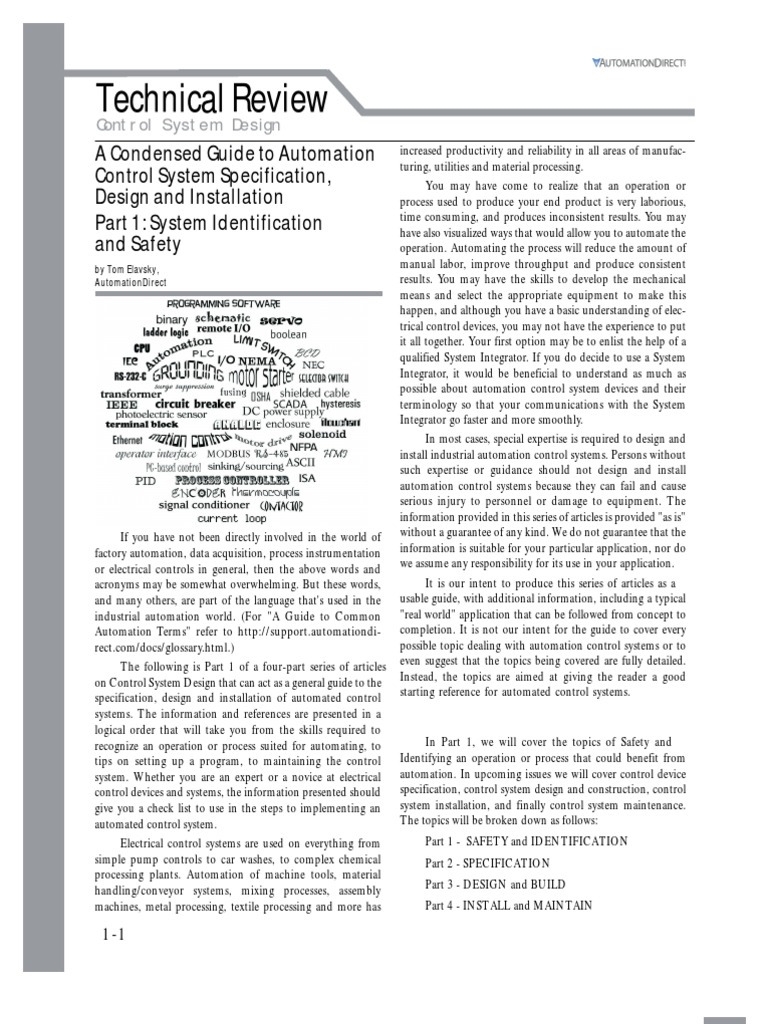 Control System Design Specification | PDF | Programmable Logic Controller | Automation
