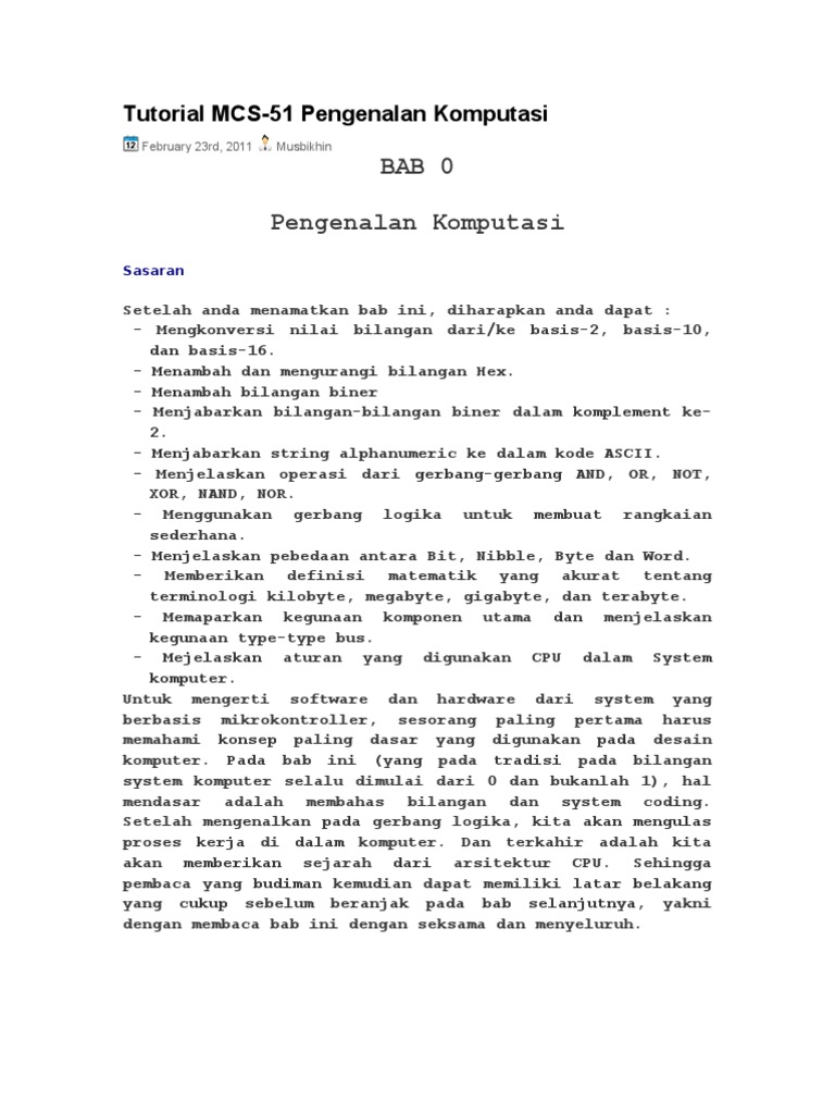 Pengenalan Komputasi MCS-51 | PDF