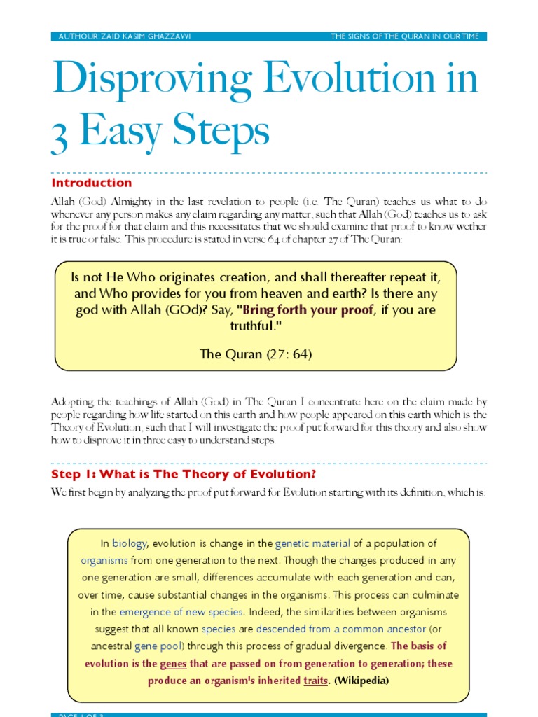 Disproving Evolution in 3 Easy Steps | PDF | Gene | Evolution