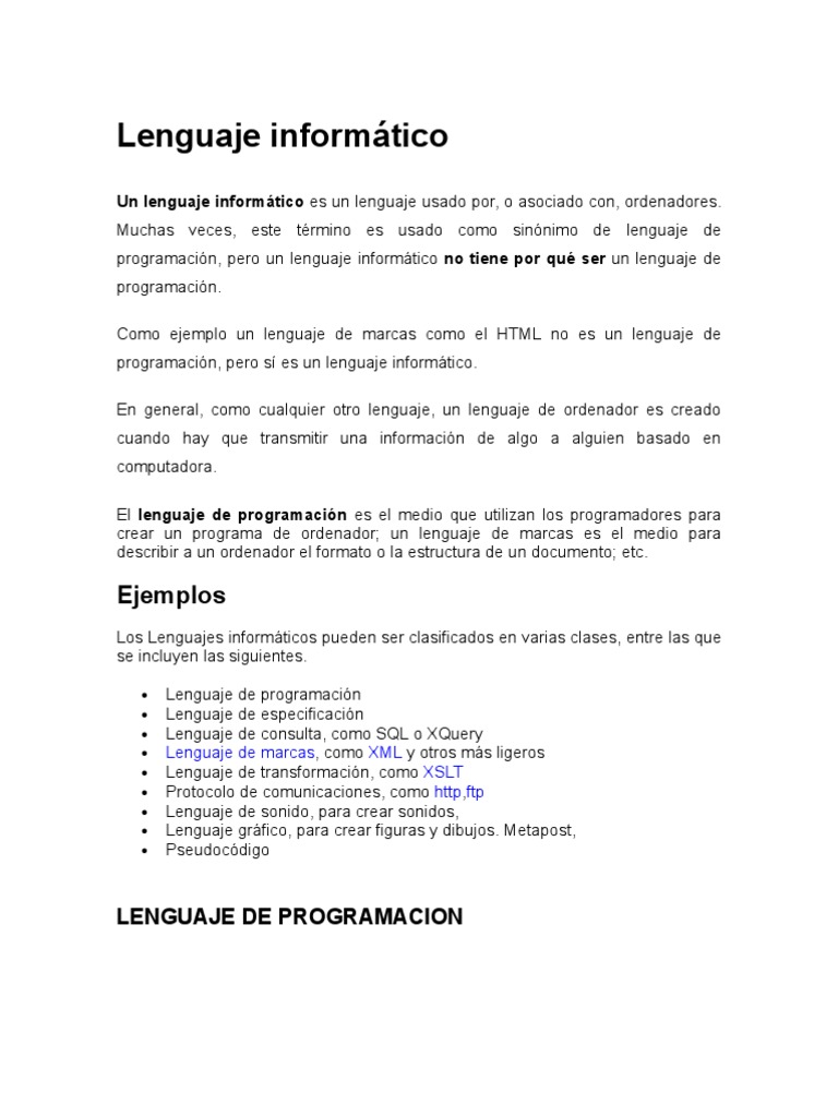 Lenguaje Informático | PDF | Lenguaje de programación | Compilador