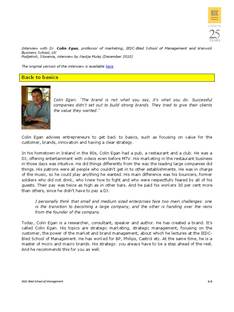 Back To Basics Download Free Pdf Brand Strategic Management