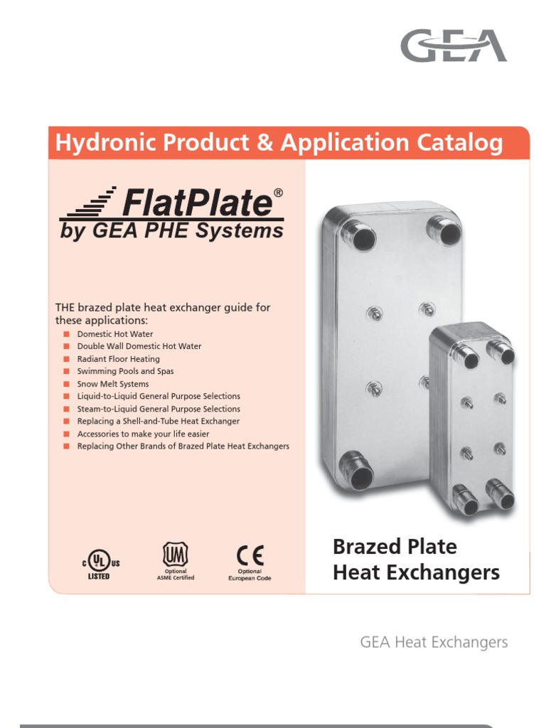 FlatPlate Hydronic HeatExchanger Usa | PDF | Water Heating | Heat Exchanger
