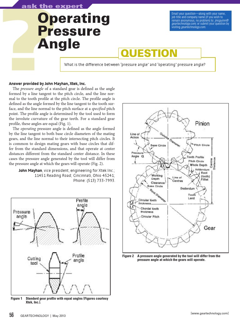 Operating Pressure Angle | Gear | Angle | Free 30-day Trial | Scribd