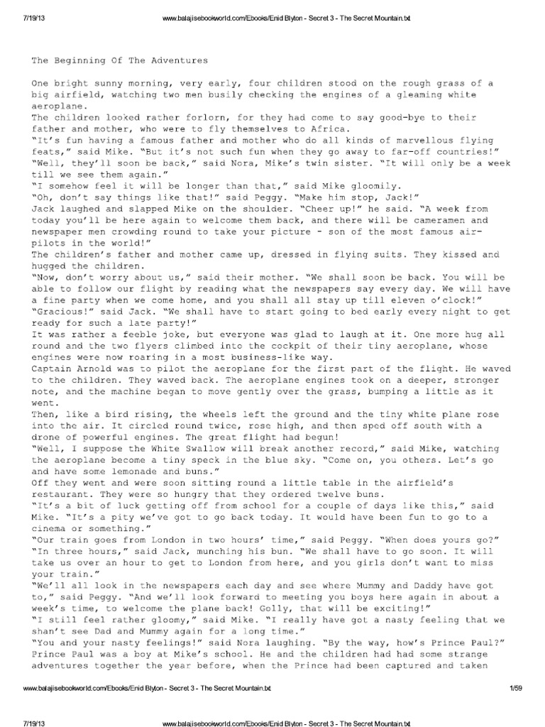 The Secret Mountain | PDF | Children's Books | Children's Literature