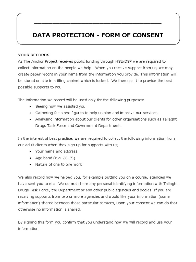 Data Protection - Form of Consent: Your Records | PDF | Information ...
