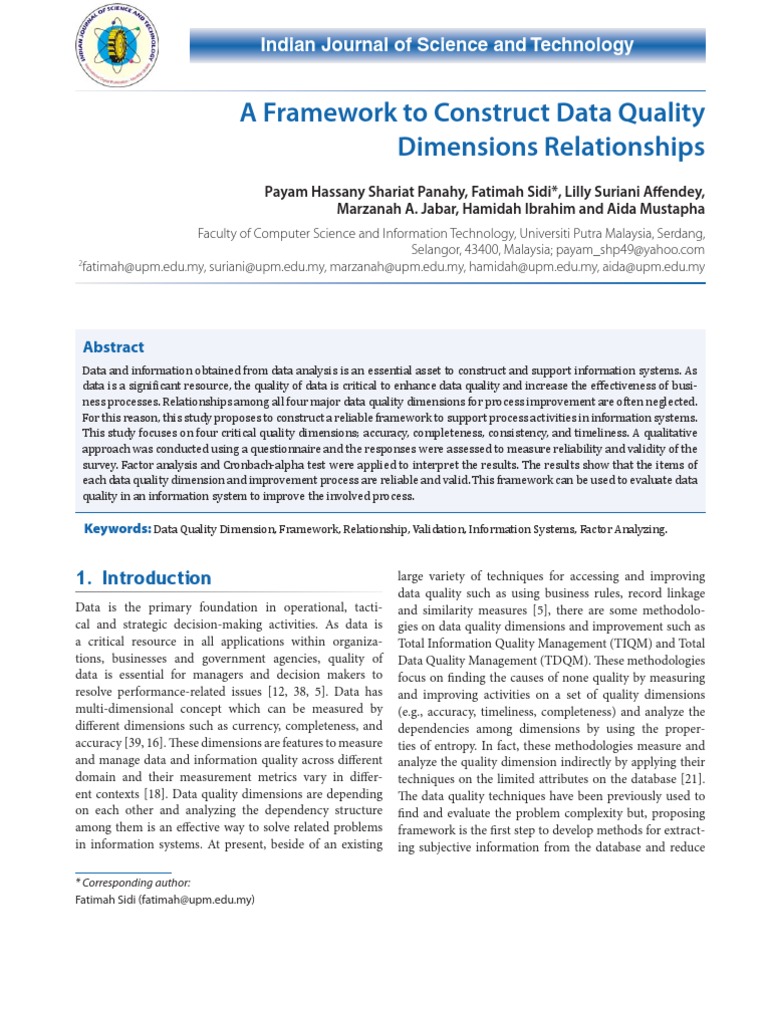 A Framework To Construct Data Quality Dimensions Relationships | PDF ...