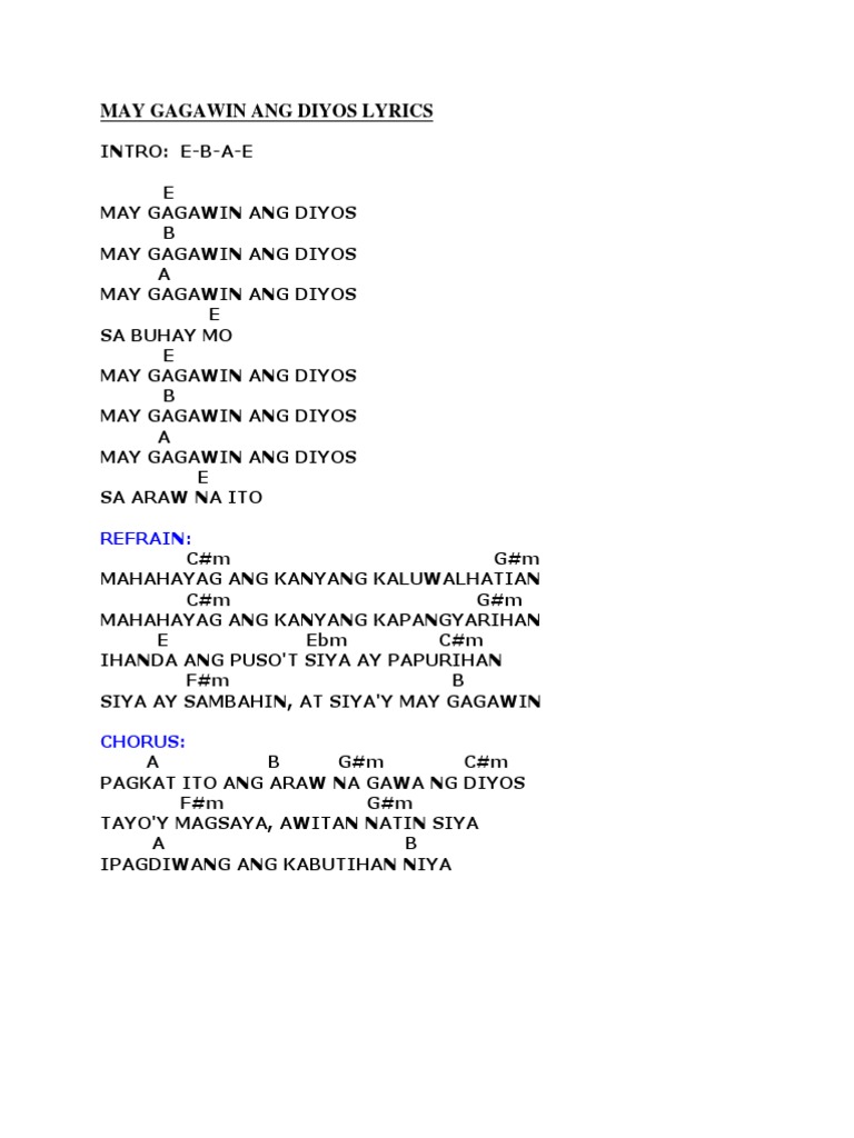 May Gagawin Ang Diyos, O Panginoon, Kublihan