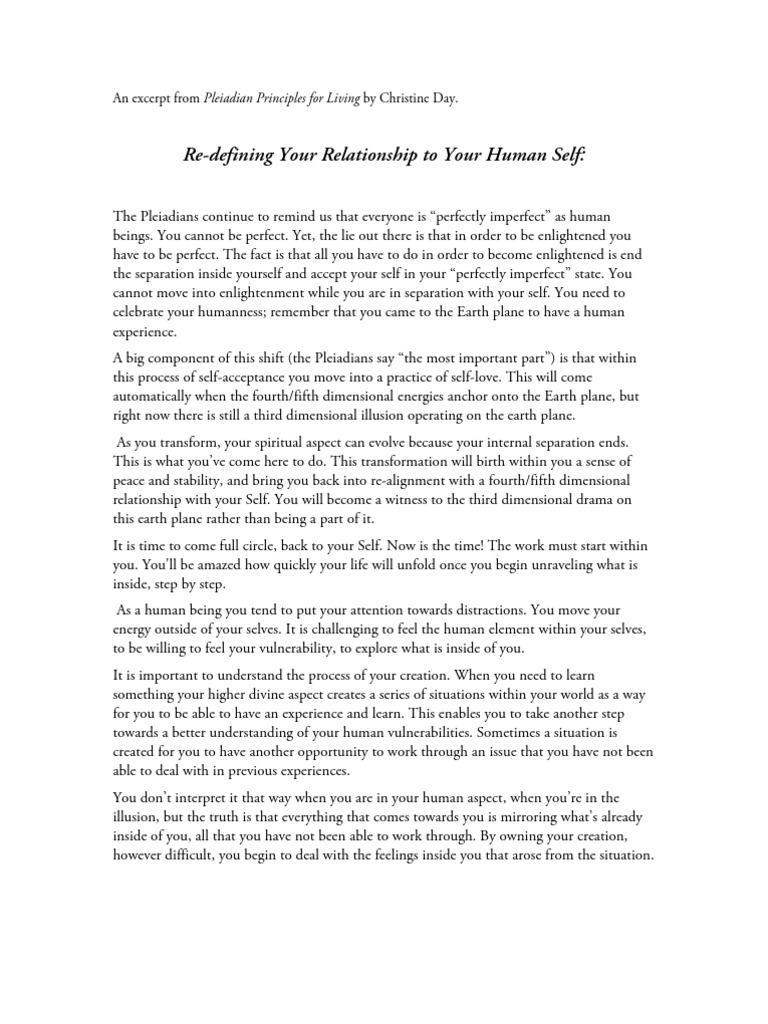 Pleiadian Principles For Living Excerpt | PDF | Self | Religious Belief And Doctrine