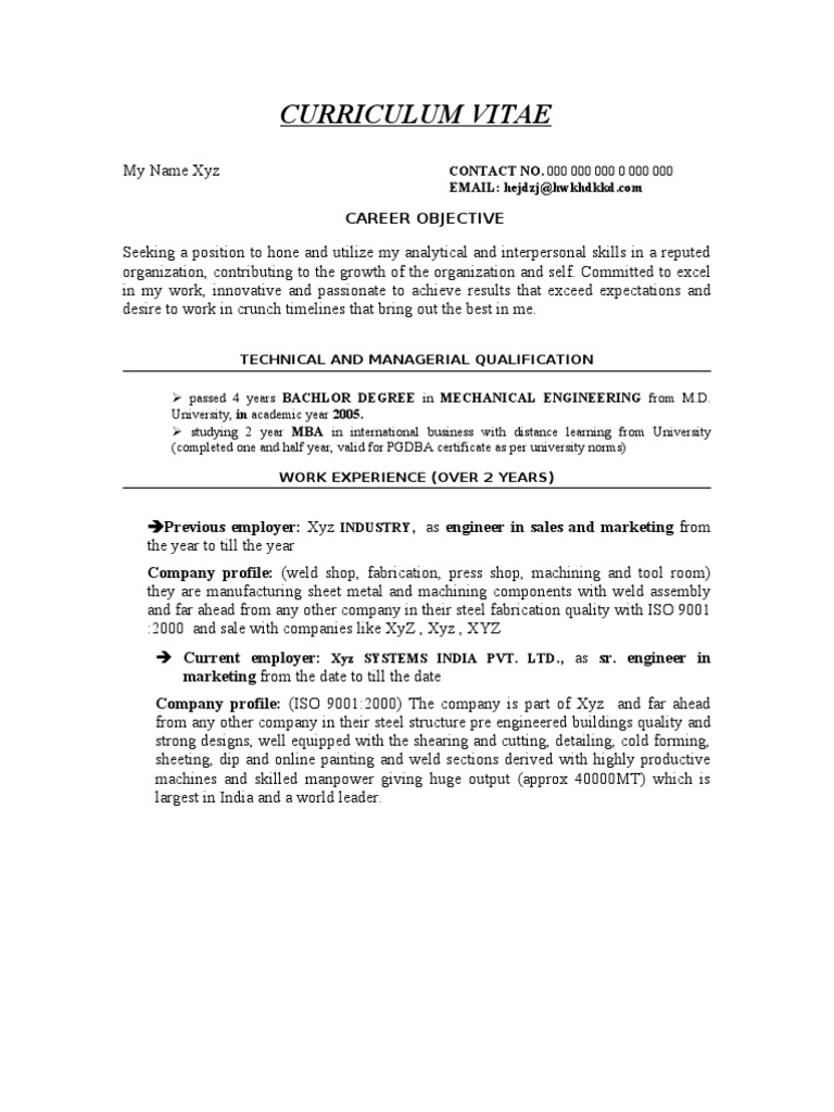 Experienced Steel Resume Model 3 | PDF