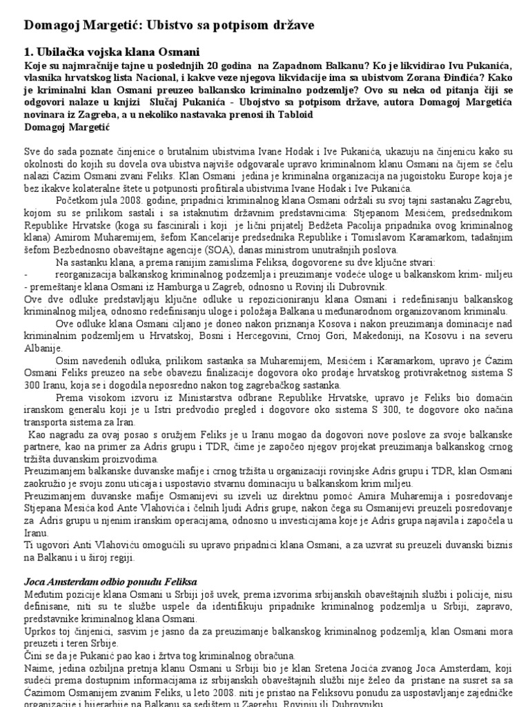 Margetic Ubistvo Sa Potpisom Drzave | PDF