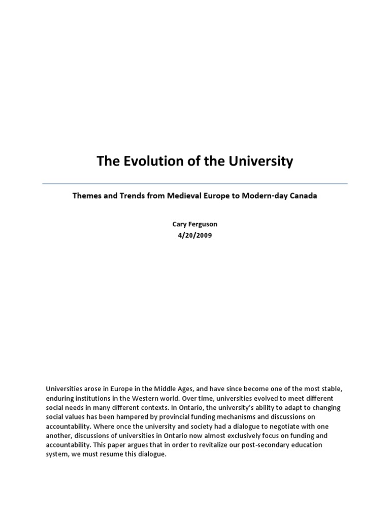 The Evolution of Universities - Cary F | PDF | University | Academic Degree