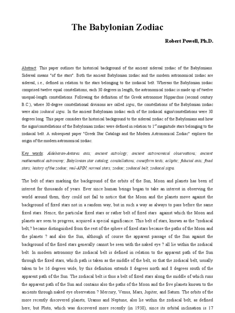 The Babylonian Zodiac - Robert Powell | PDF | Zodiac | Planets