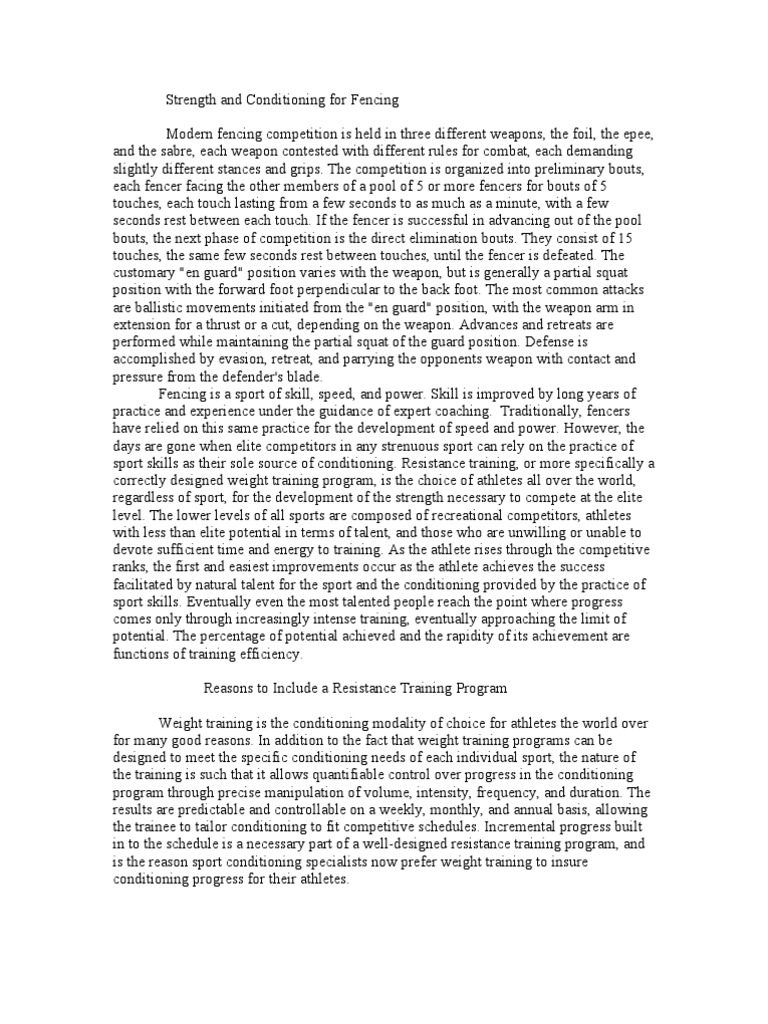 Fencing | PDF | Weight Training | Strength Training