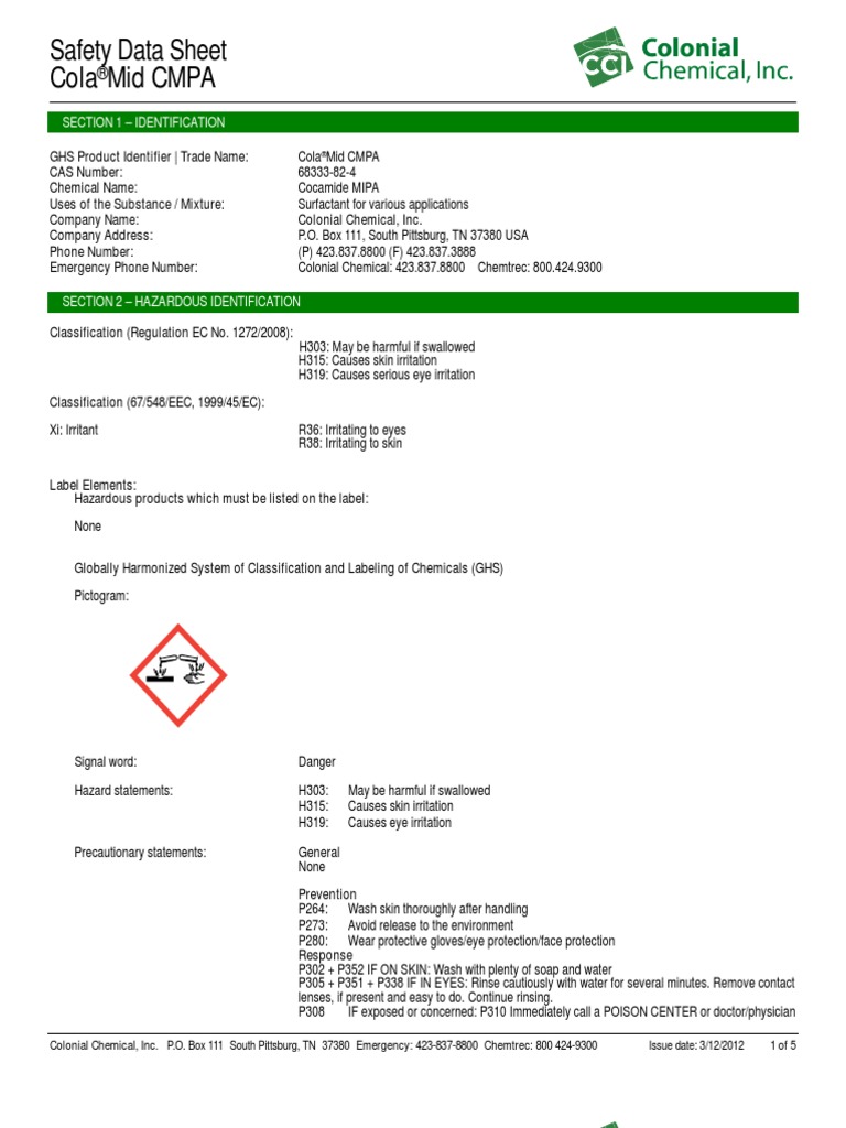 Colamid CMPA | PDF | Personal Protective Equipment | Physical Sciences