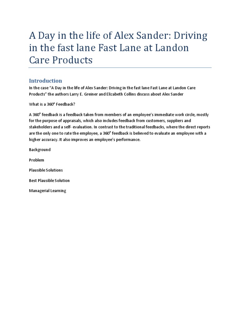 A Day in The Life of Alex Sander | PDF