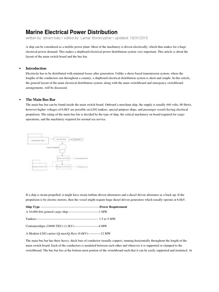 Marine Electrical Power Distribution System | PDF | Electric Power ...