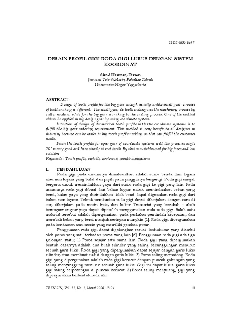 Deasin Profil Roda Gigi Lurus | PDF