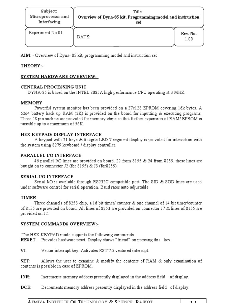 Practical 1 Dyna Kit | PDF | Subroutine | Instruction Set