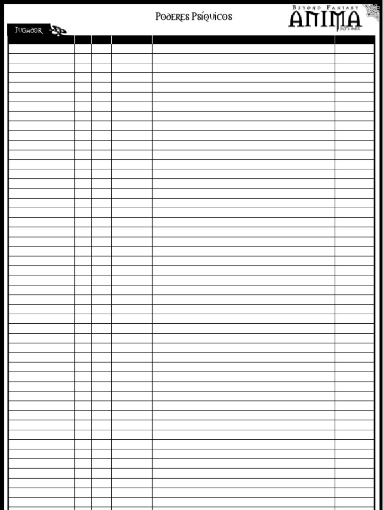 Ficha Poderes Psiquicos (Rellenable) | PDF