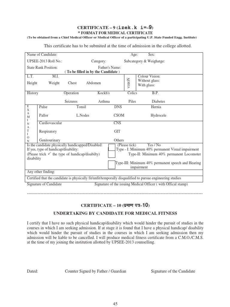 Medical Cerficate | PDF | Self-Improvement | Wellness