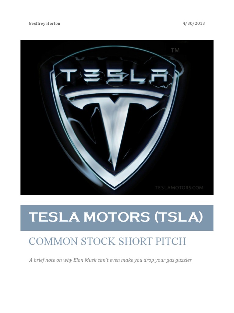 Tesla Motors (TSLA) Pitch | PDF | Tesla Model S | Electric Vehicle