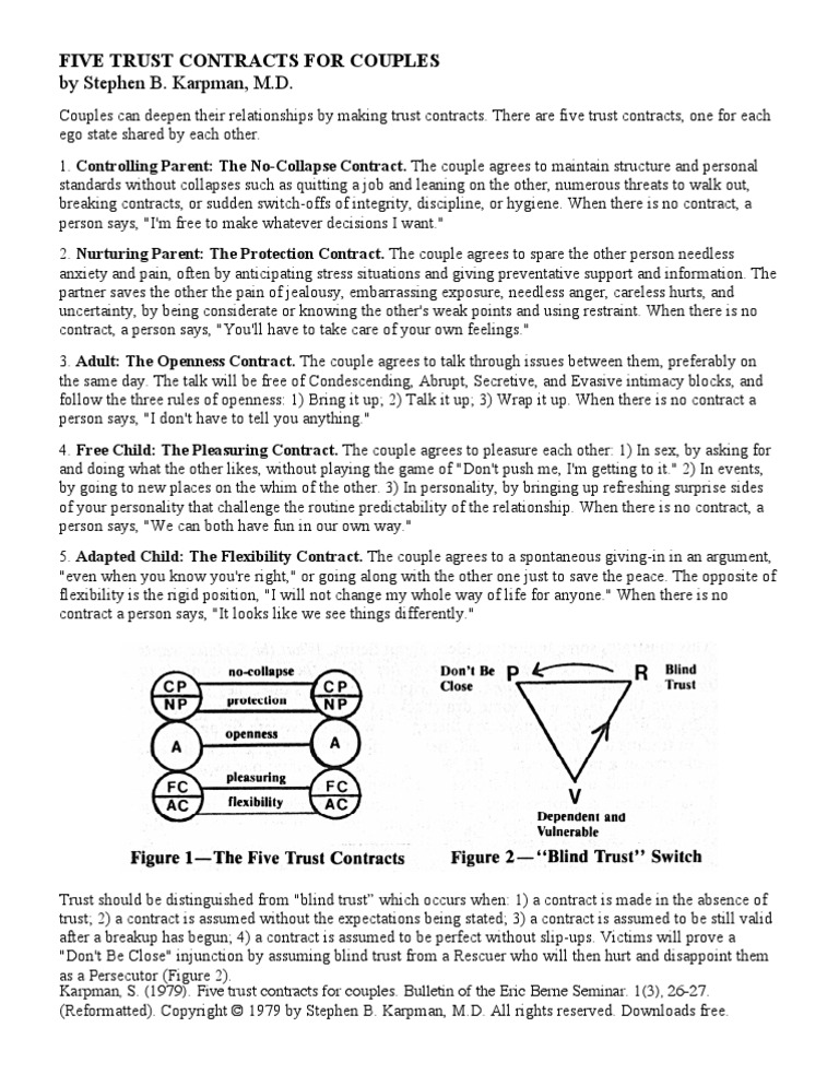 5trust Contracts 4 Couples (Transactional Analysis :) | PDF | Cognitive ...