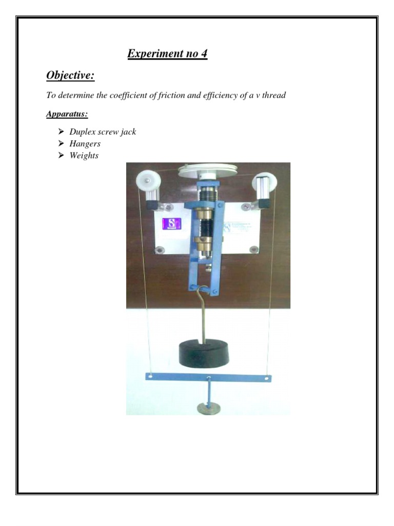 Experiment No 4 Objective:: To Determine The Coefficient of Friction ...