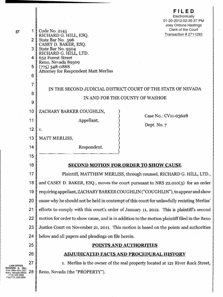 CV11-03628-2658302 Bakers 1 20 12 Second Motion for Order to Show Cause ...