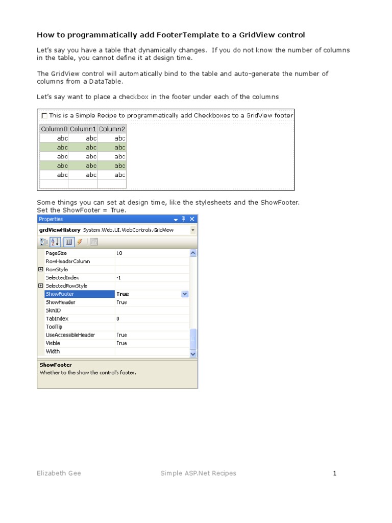 How To Programmatically Add FooterTemplate To A GridView Control | PDF ... How To Programmatically Add FooterTemplate To A GridView Control | PDF ...