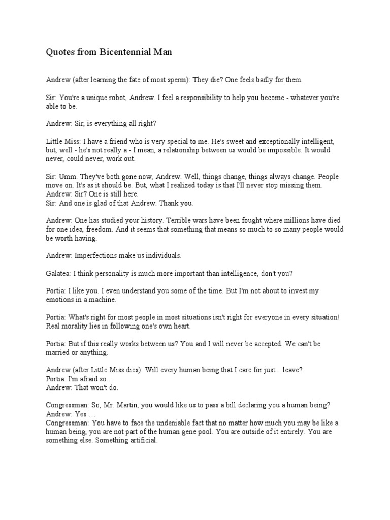 Bicentennial Man Quotes | PDF