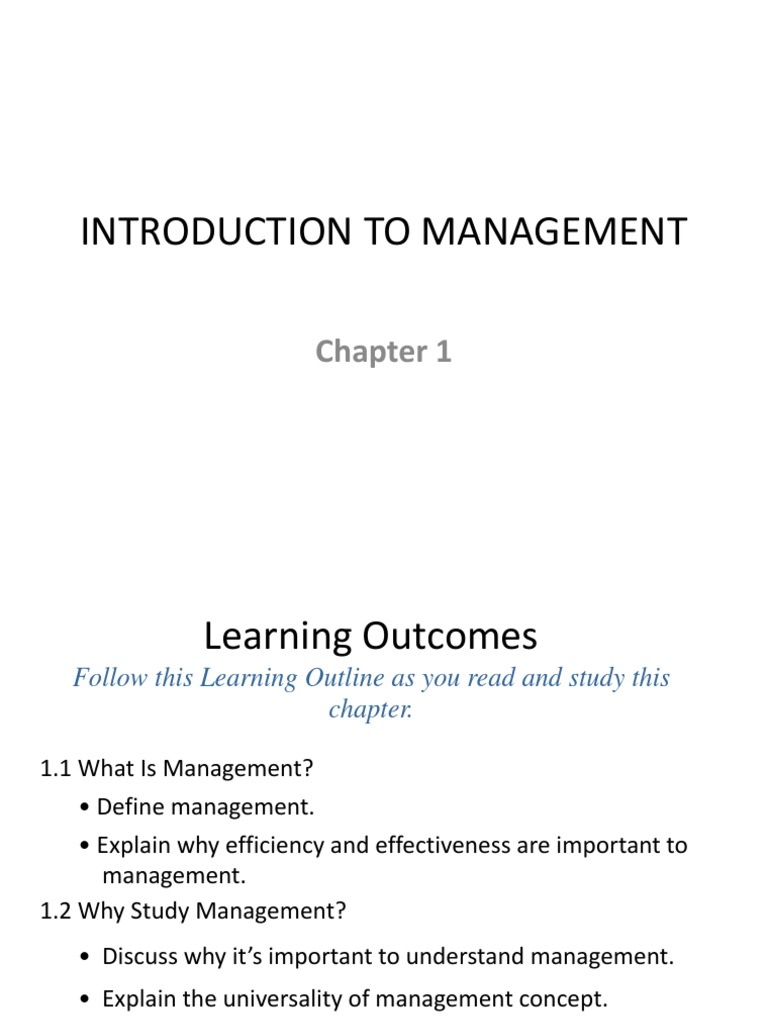 Chapter 1: Introduction To Management | PDF | Operations Research ...