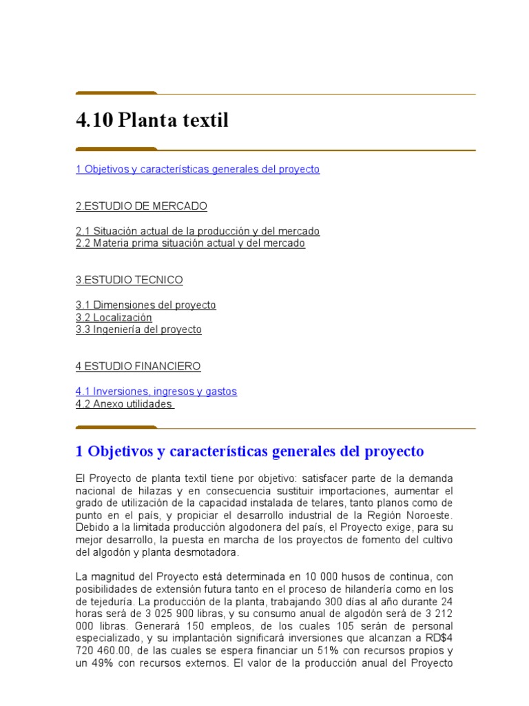 Proyecto Textil | PDF | Algodón | Industria textil
