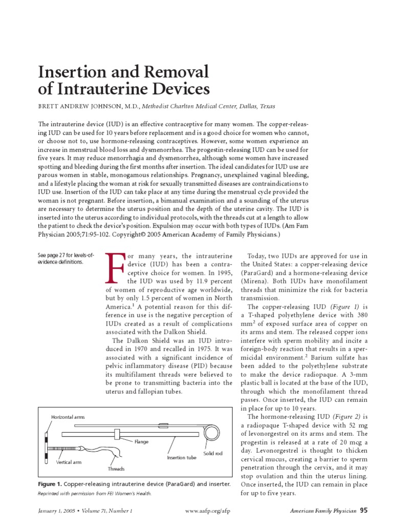 Insertion and Removal of Intrauterine Devices-AAFP | PDF | Gynaecology ...