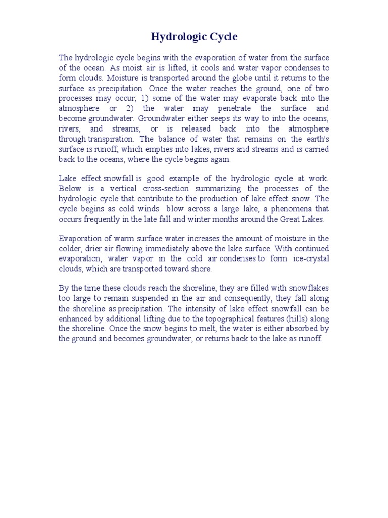 Understanding the Hydrologic Cycle | PDF