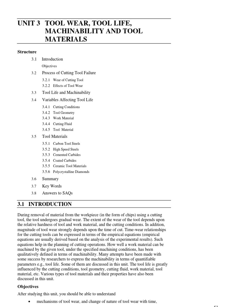 Tool Wear and Tool Life | PDF