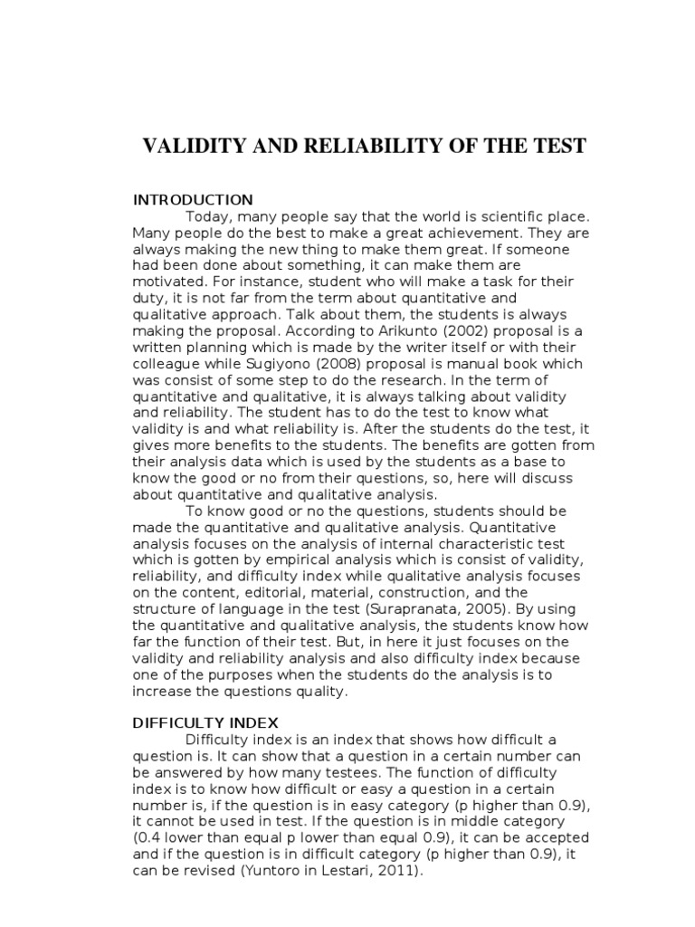 Validity and Reliability in Testing | PDF | Validity (Statistics ...
