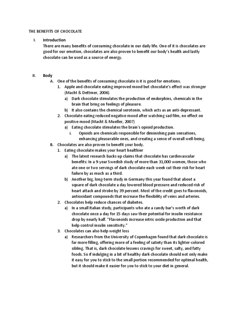 The Benefits of Chocolate in Daily Life | PDF | Chocolate | Mood ...