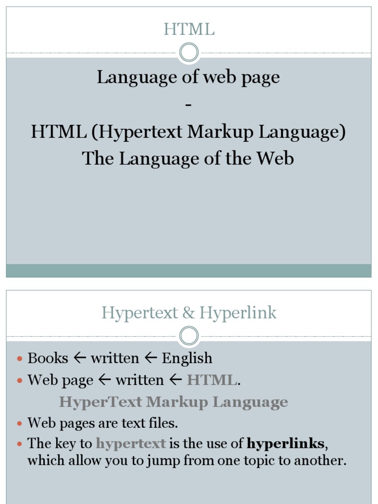 Language of Web Page - HTML (Hypertext Markup Language) The Language of The Web | PDF | Html ...