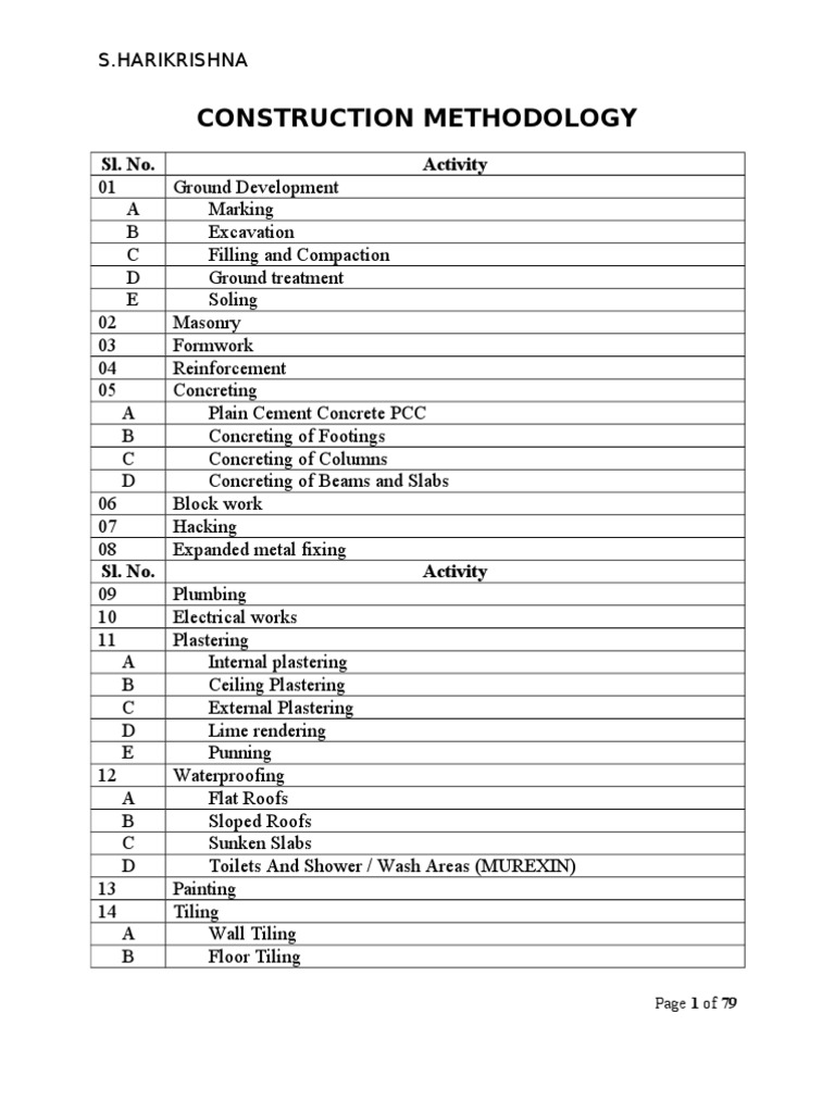 Building Methodology | PDF | Masonry | Concrete