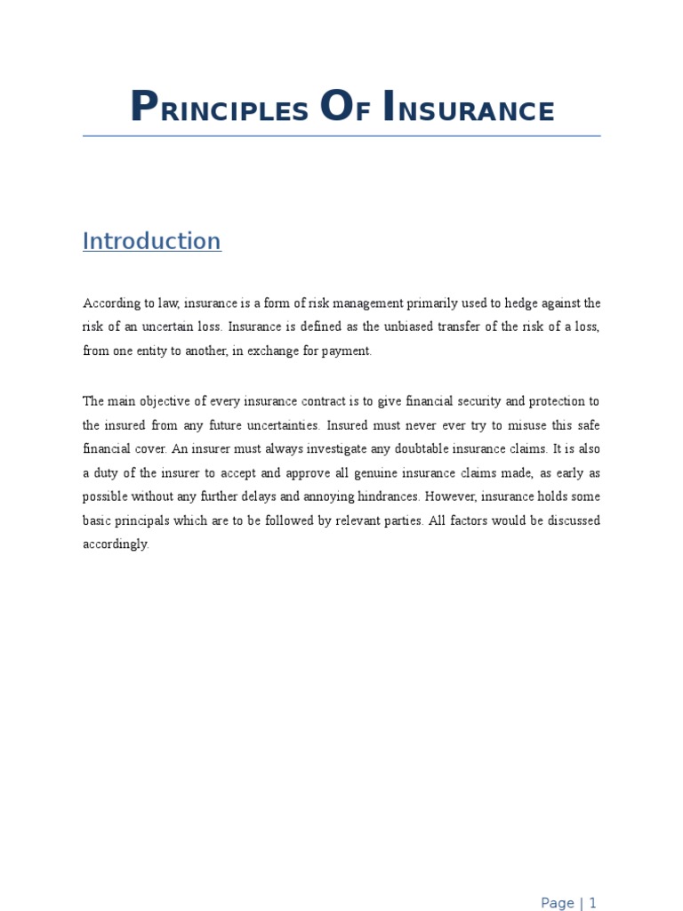 3 Principles of Insurance | PDF | Life Insurance | Insurance