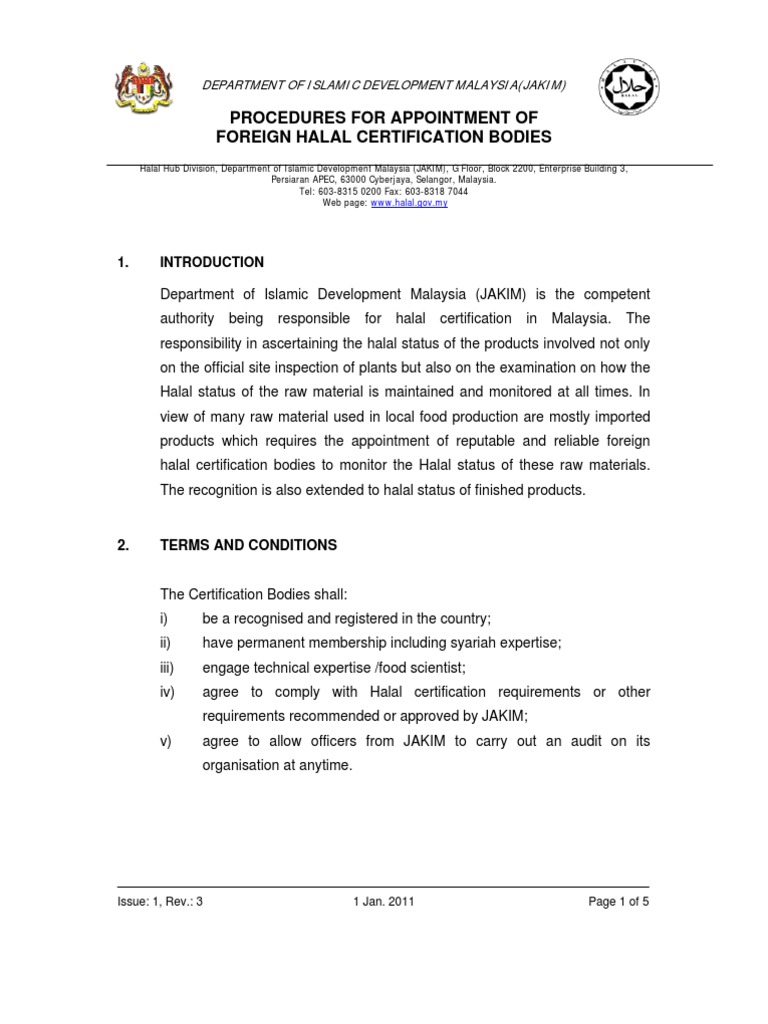 Procedure To Become A Recognized Certification Bodies by Jakim Malaysia ...