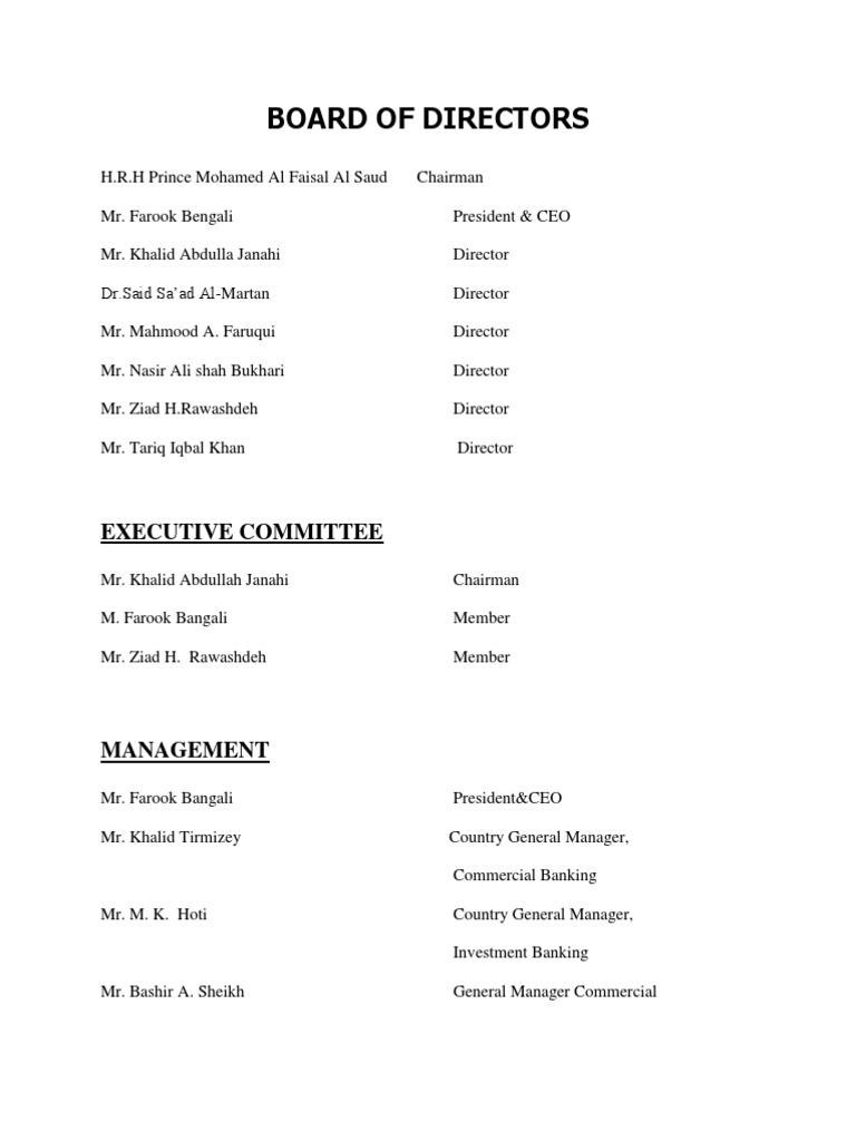 Board of Directors and Management Team | PDF | Business | Finance ...
