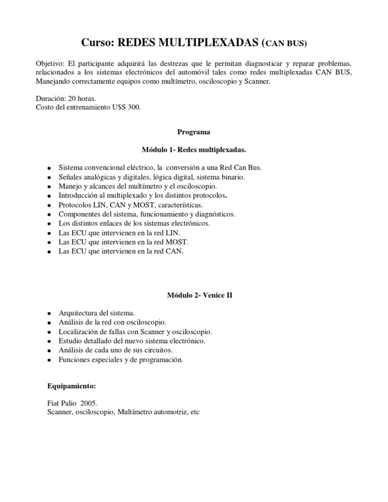 Curso Redes Multiplexadas Can Bus Internacional PDF | PDF | Informática