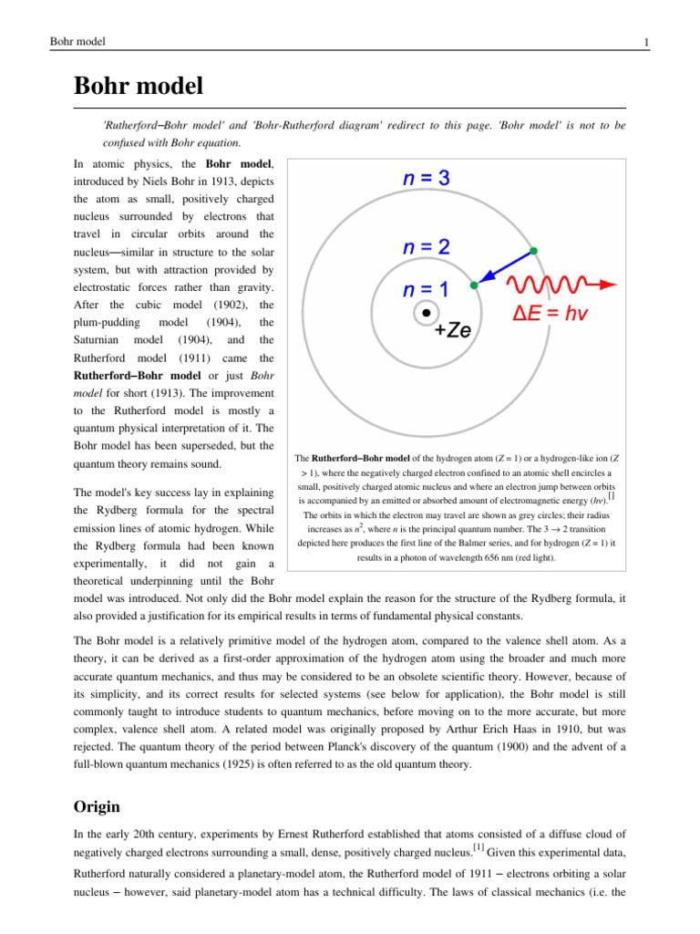 Bohr Model | PDF | Electron | Energy Level
