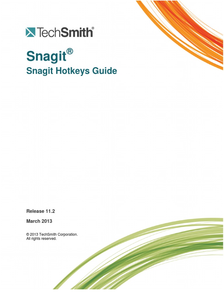 Snagit 11.2 Hotkeys Guide | PDF | Keyboard Shortcut | Computer Keyboard