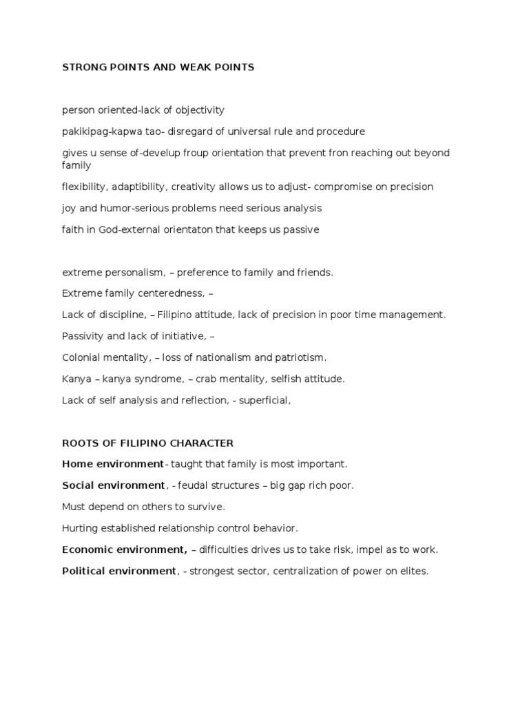 Strong Points and Weak Points | PDF