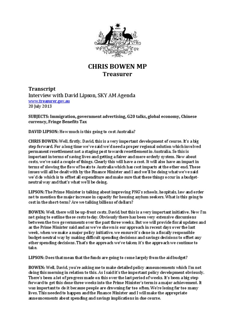 Chris Bowen MP | PDF | Economies | Economy (General)