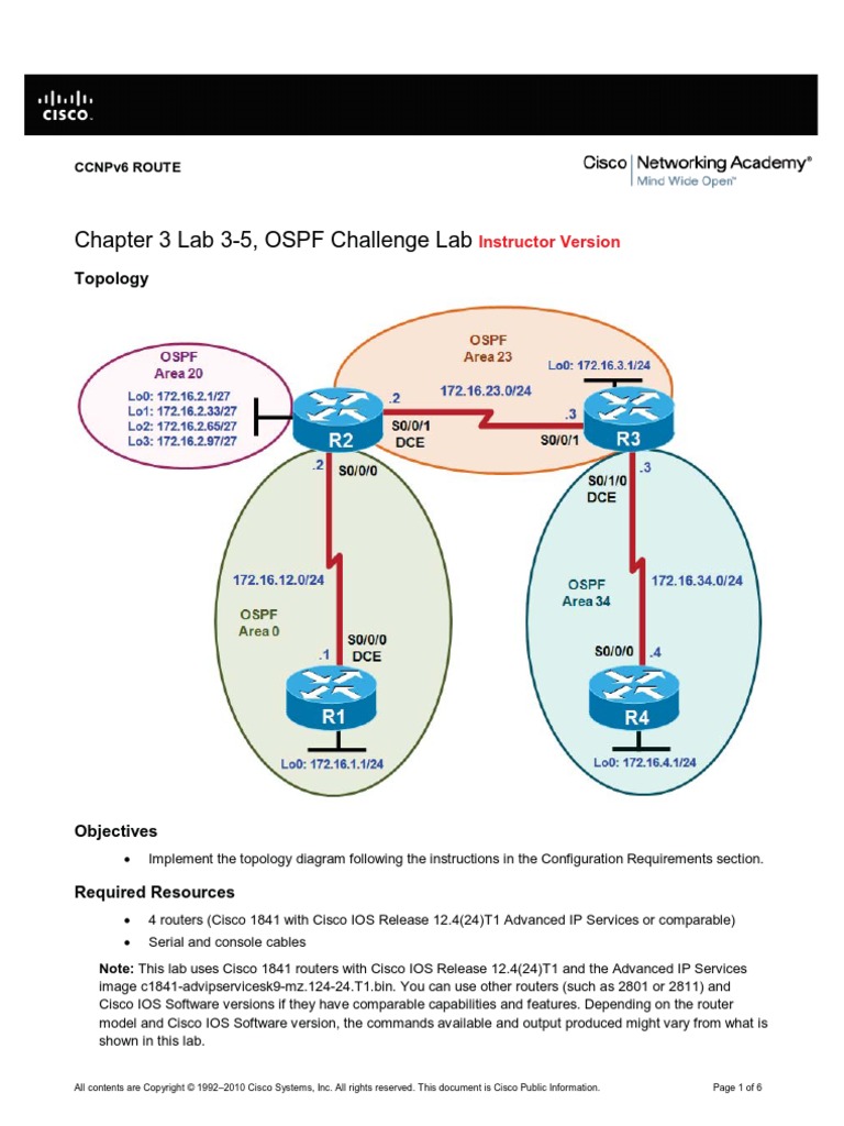 Chapter 3 Lab 3 5 Ospf Challenge Lab Topology Pdf Router